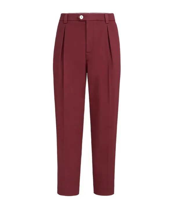 Brunello Cucinelli Garment-dyed Comfort Gabardine Trousers - Red