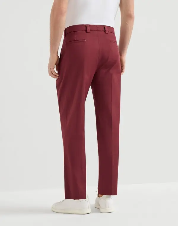 Brunello Cucinelli Garment-dyed Comfort Gabardine Trousers - Red