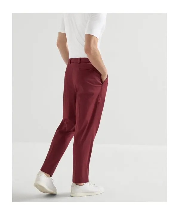 Brunello Cucinelli Garment-dyed Comfort Gabardine Trousers - Red