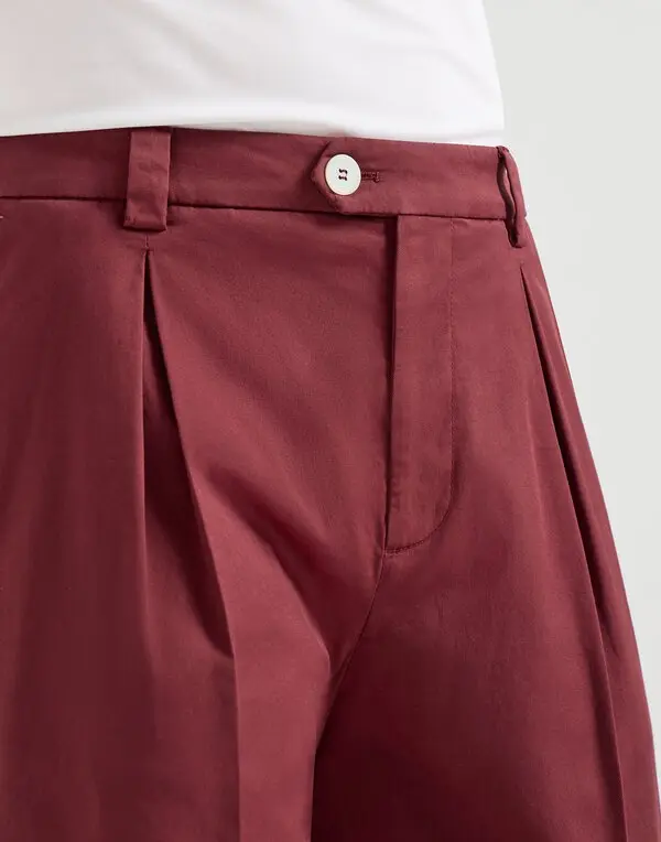 Brunello Cucinelli Garment-dyed Comfort Gabardine Trousers - Red