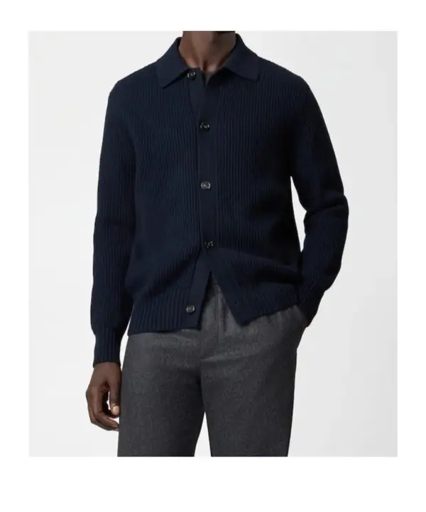 TOD'S Ribbed Polo-collar Cardigan - Blue