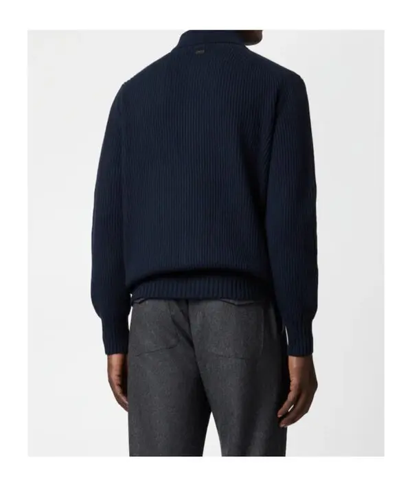 TOD'S Ribbed Polo-collar Cardigan - Blue