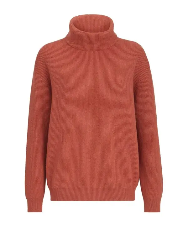 Brunello Cucinelli Cashmere English Rib Turtleneck Sweater With Monili - Refractory Bricks