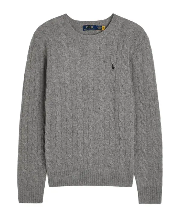 Polo Ralph Lauren Cable Knit Wool-cashmere Blend Sweater With Logo