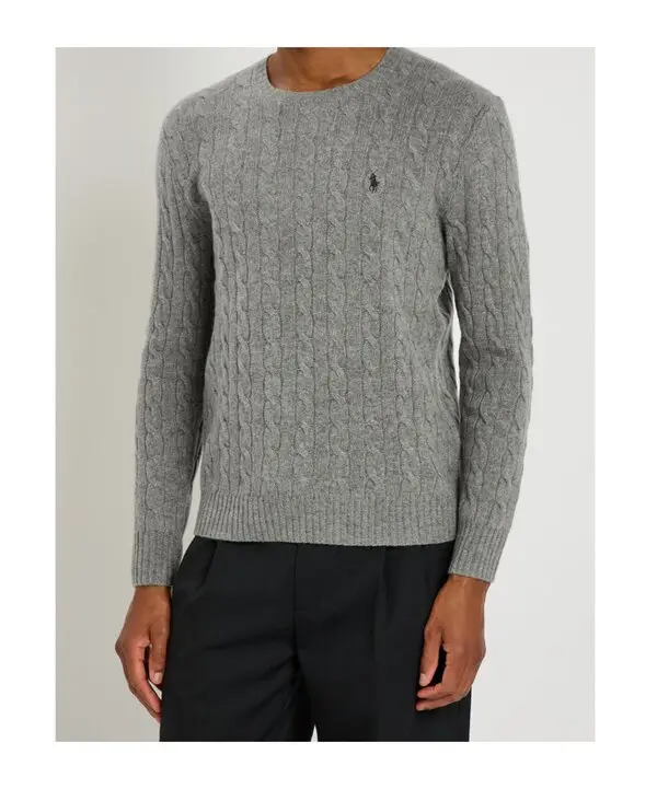 Polo Ralph Lauren Cable Knit Wool-cashmere Blend Sweater With Logo