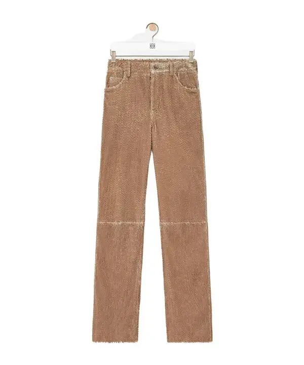 Loewe Nappa Lambskin Trousers With Feather-inspired Fringes - Light Brown