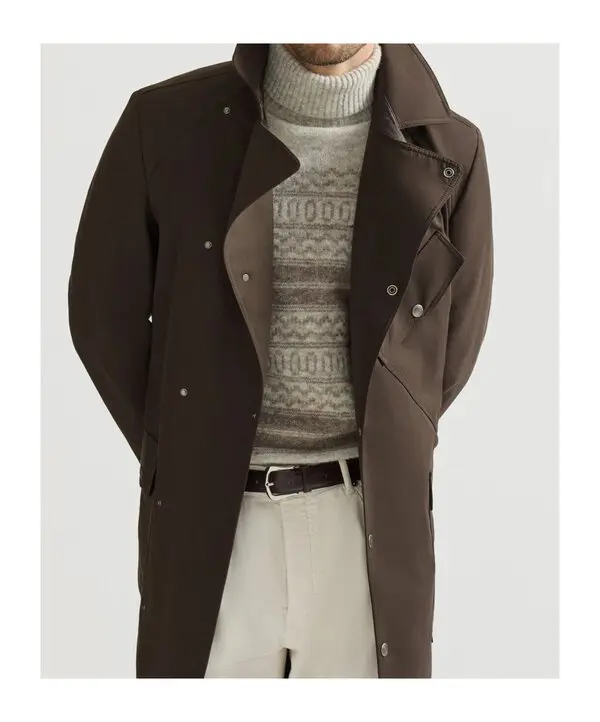Brunello Cucinelli Water-resistant Microfiber Trench With Nappa Leather Accents