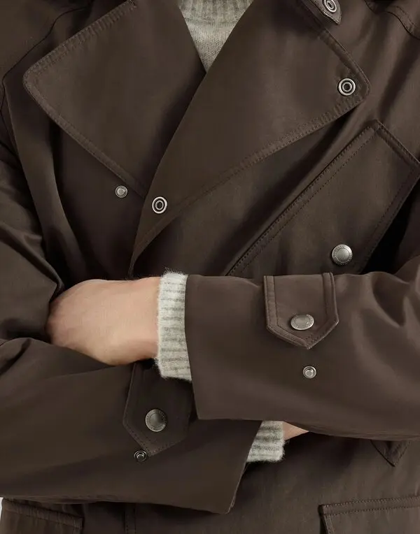 Brunello Cucinelli Water-resistant Microfiber Trench With Nappa Leather Accents