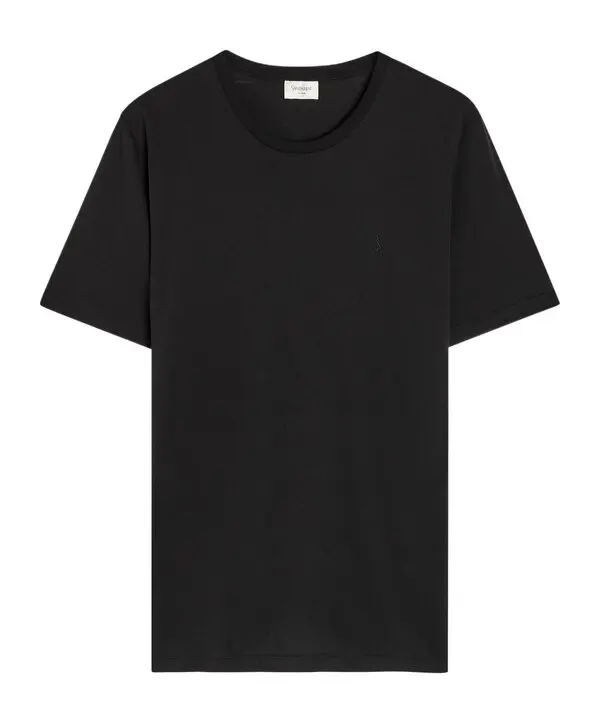 Saint Laurent Logo-embroidered Cotton T-shirt