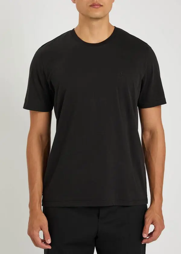 Saint Laurent Logo-embroidered Cotton T-shirt