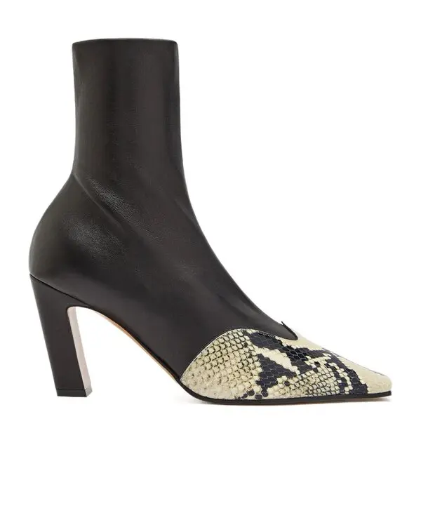 Khaite Nevada 85 Python-effect Leather Ankle Boots
