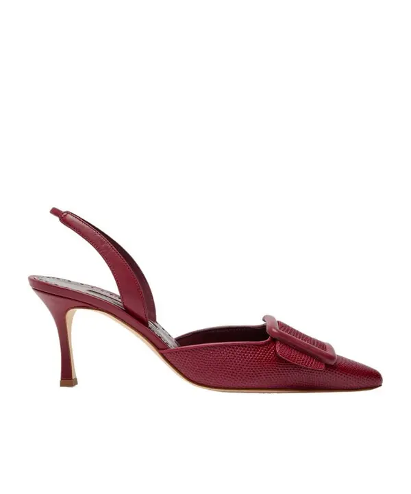 Manolo Blahnik Slingback Leather Pumps - Red