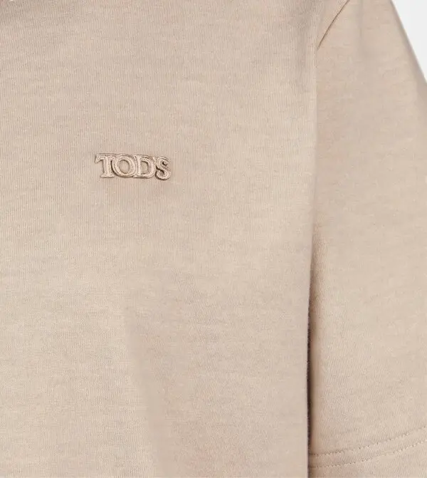 TOD'S Short Sleeve Crewneck T-shirt With Chest Patch - Cream