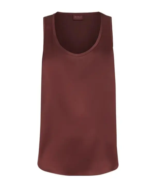 Brunello Cucinelli Stretch Silk Satin Sleeveless Top - Wine