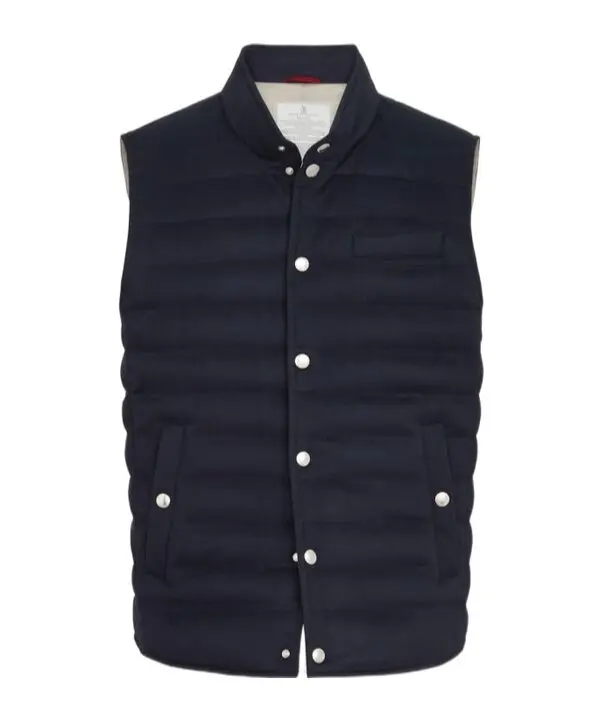 Brunello Cucinelli Lightweight Cashmere Flannel Down Vest
