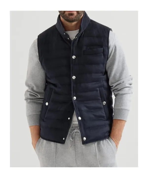 Brunello Cucinelli Lightweight Cashmere Flannel Down Vest