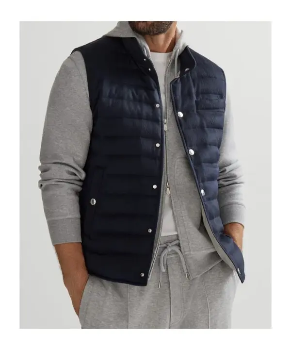 Brunello Cucinelli Lightweight Cashmere Flannel Down Vest