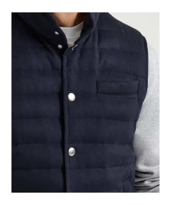 Brunello Cucinelli Lightweight Cashmere Flannel Down Vest