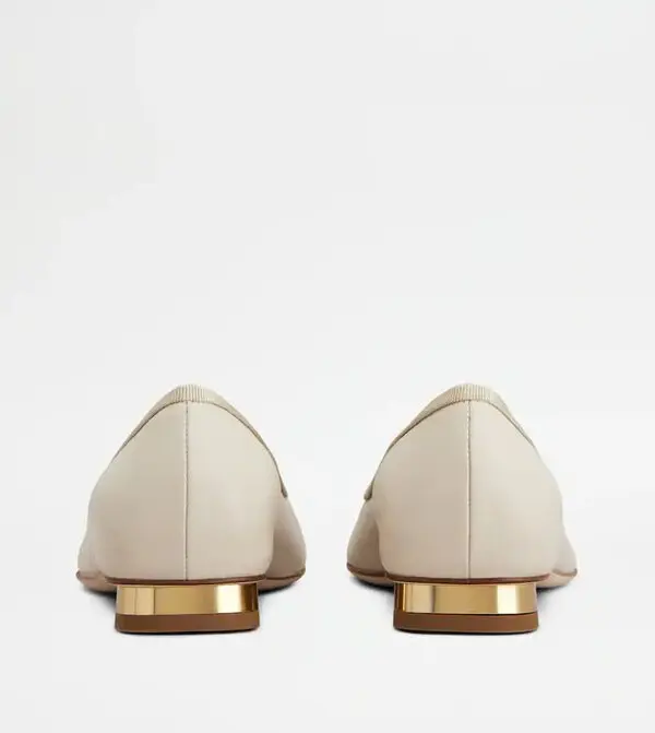 TOD'S Ballerina Flats With Bow Detail And Metal Logo Accent