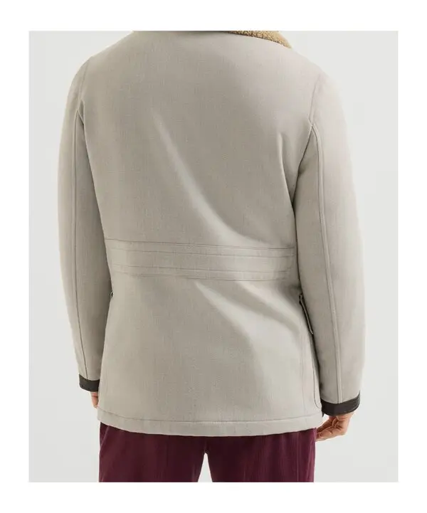 Brunello Cucinelli Wool And Cashmere Cavalry Coat With Thermore Padding And Shearling Collar