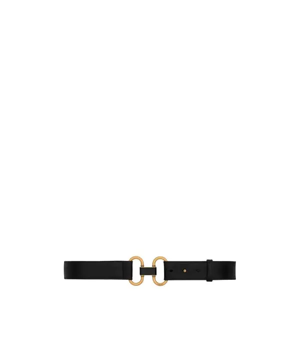 Saint Laurent Double Ring Belt In Leather