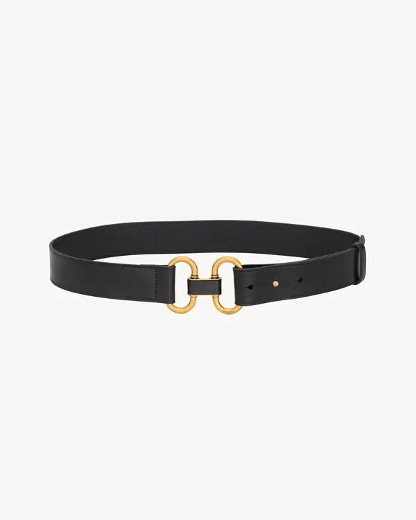 Saint Laurent Double Ring Belt In Leather