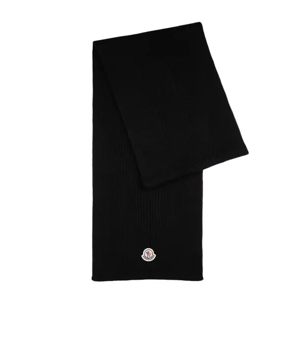 Moncler Logo Ribbed Wool Scarf