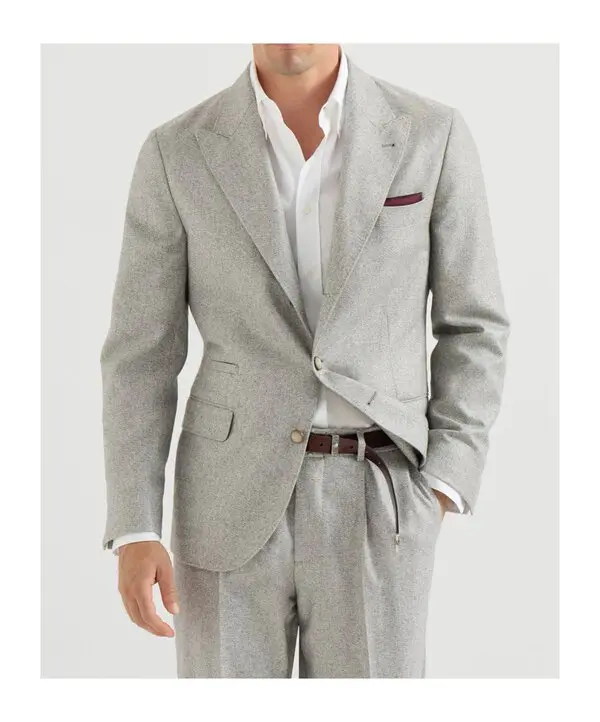 Brunello Cucinelli Silk And Cashmere Cavalry Tweed Deconstructed Blazer With Large Peak Lapels