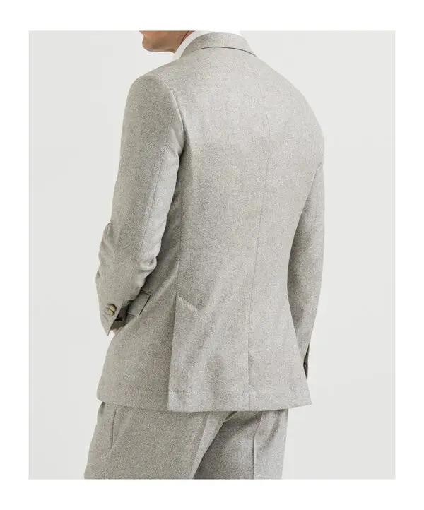 Brunello Cucinelli Silk And Cashmere Cavalry Tweed Deconstructed Blazer With Large Peak Lapels