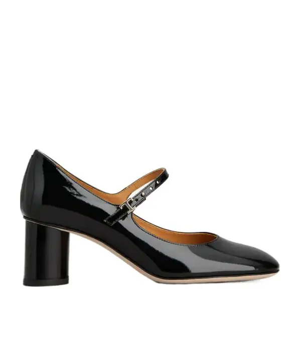 TOD'S Patent Calfskin Mary Jane Pumps With T-buckle