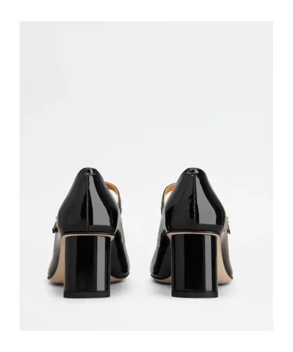 TOD'S Patent Calfskin Mary Jane Pumps With T-buckle