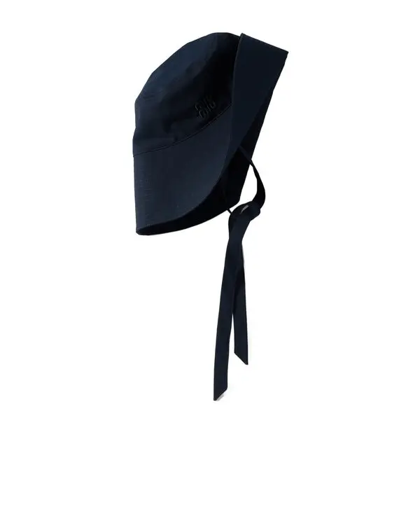 Miu Miu Wide-brimmed Poplin Bucket Hat - Navy Blue