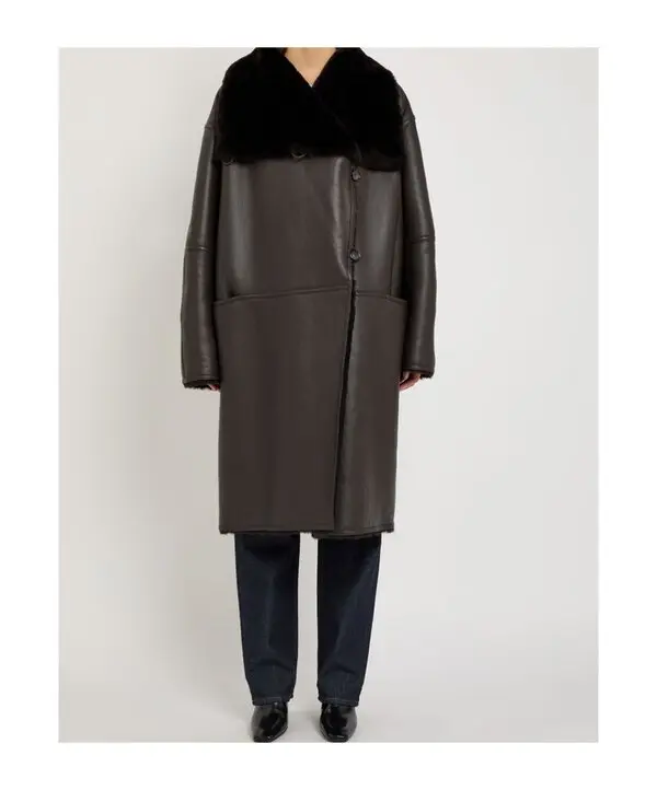 TOTEME Panelled Shearling Wrap Coat