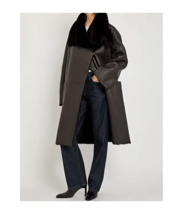 TOTEME Panelled Shearling Wrap Coat