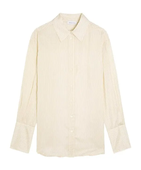 ANINE BING Bridget Pinstriped Satin Shirt