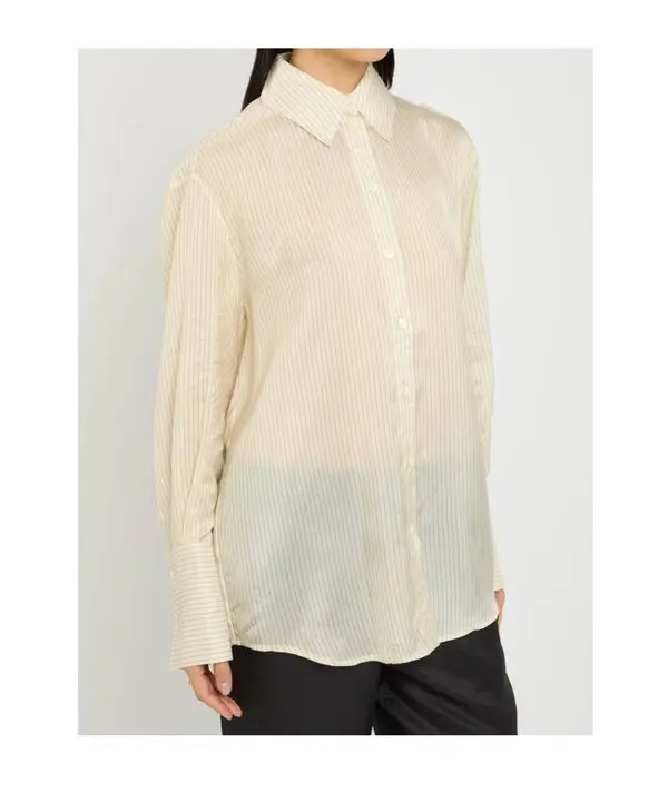 ANINE BING Bridget Pinstriped Satin Shirt