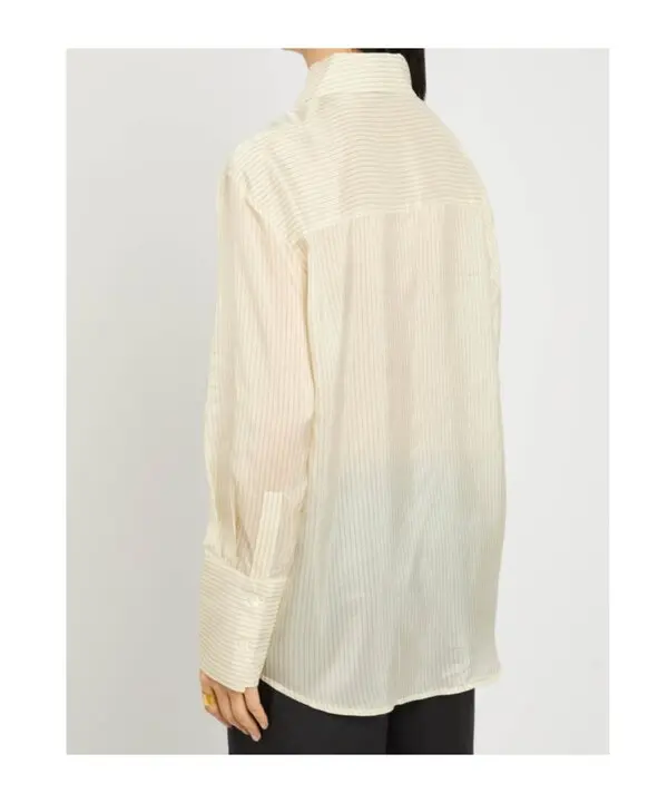ANINE BING Bridget Pinstriped Satin Shirt