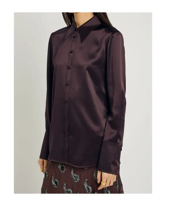 Tory Burch Silk Shirt With Button Cuffs And Curved Hem