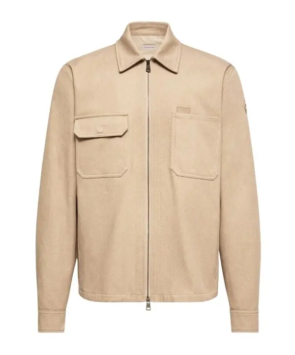 Moncler Leather Logo Cotton Shirt Jacket
