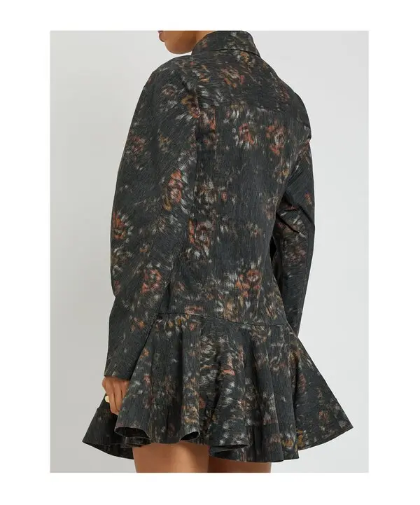 GANNI Printed Stretch-cotton Mini Shirt Dress