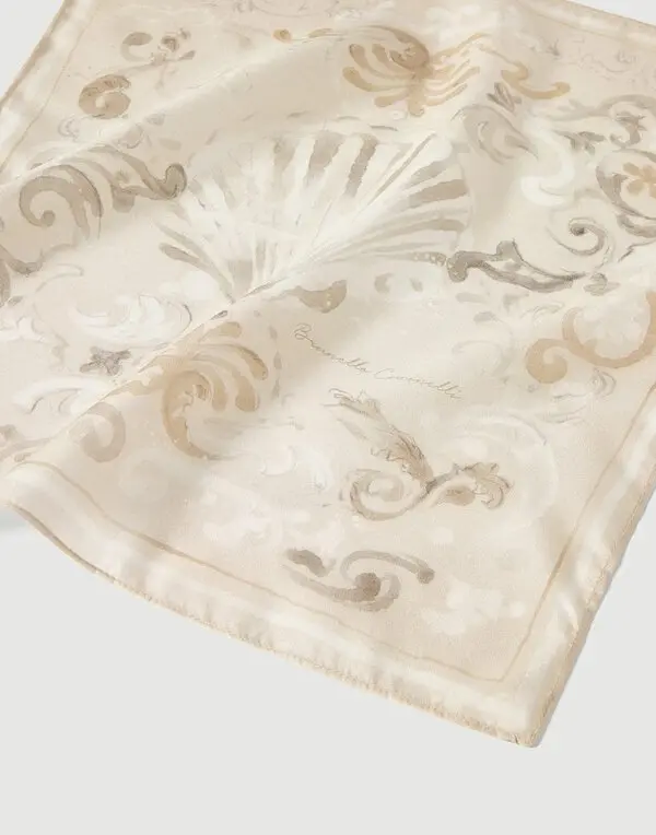 Brunello Cucinelli Silk Satin Mediterranea Small Scarf - Nude
