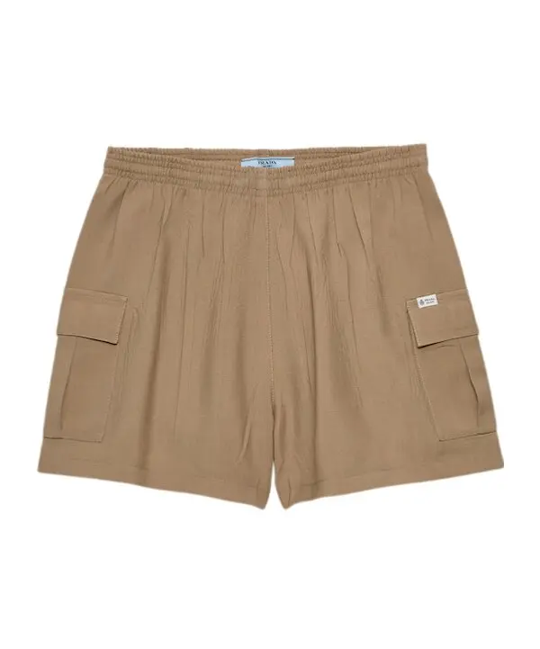 Prada Light Mohair Shorts With Logo Label