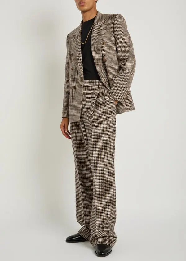 Valentino Garavani Houndstooth Straight-leg Wool Trousers