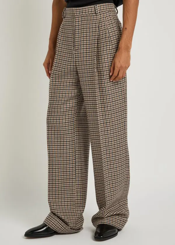 Valentino Garavani Houndstooth Straight-leg Wool Trousers