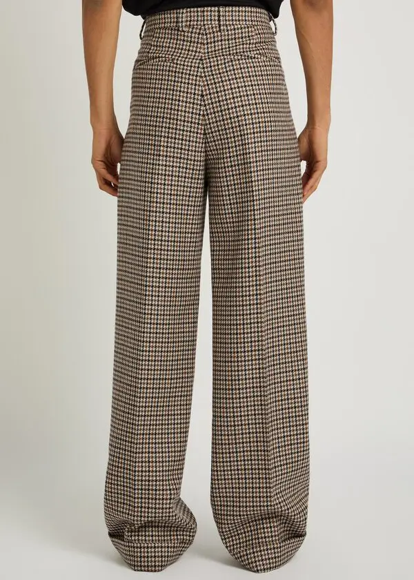 Valentino Garavani Houndstooth Straight-leg Wool Trousers