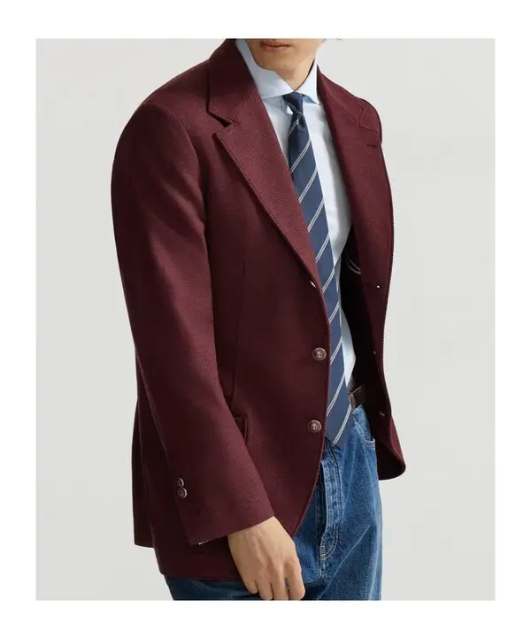 Brunello Cucinelli Cashmere Panama Deconstructed Blazer With Patch Pockets And Metal Buttons