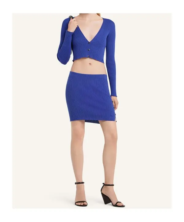 COURREGES Ribbed Knit Cropped Cardigan