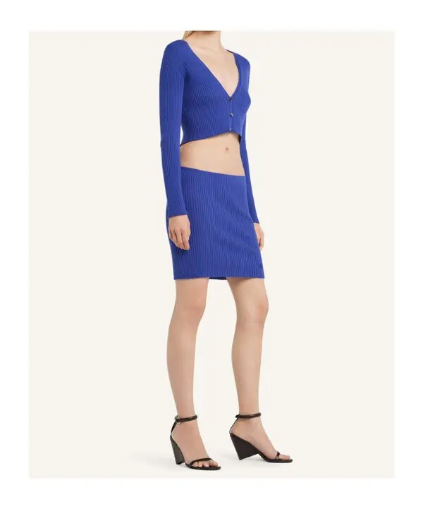 COURREGES Ribbed Knit Cropped Cardigan