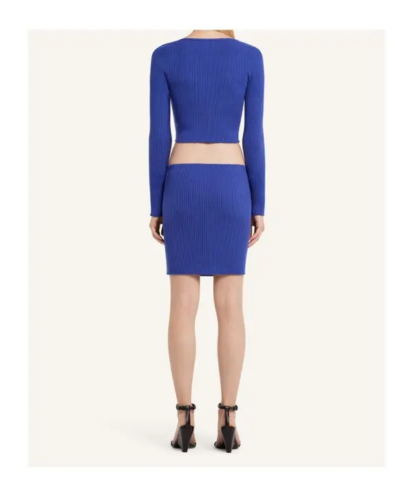 COURREGES Ribbed Knit Cropped Cardigan