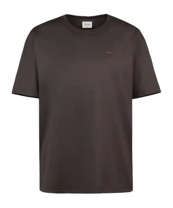 TOD'S Short-sleeve Crewneck T-shirt With Chest Patch - Brown